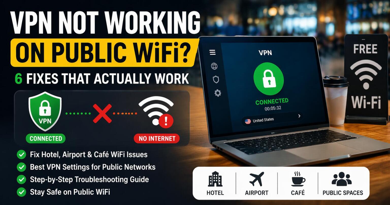 VPN Not Working on Public WiFi? 6 Fixes for Hotels & Cafés